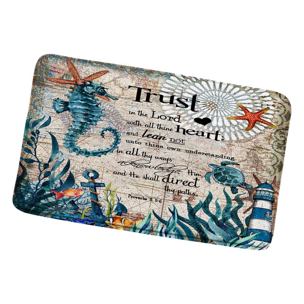 East Urban Home Oceanic Bliss Sea Turtle Bath Mat - Vintage Nautical ...