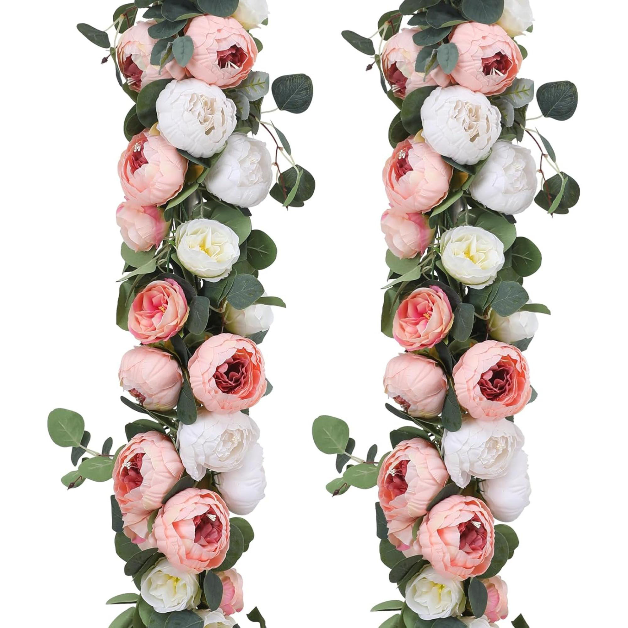 The Holiday Aisle® 2 Pack Artificial Flower Garlands 11.2FT Eucalyptus ...