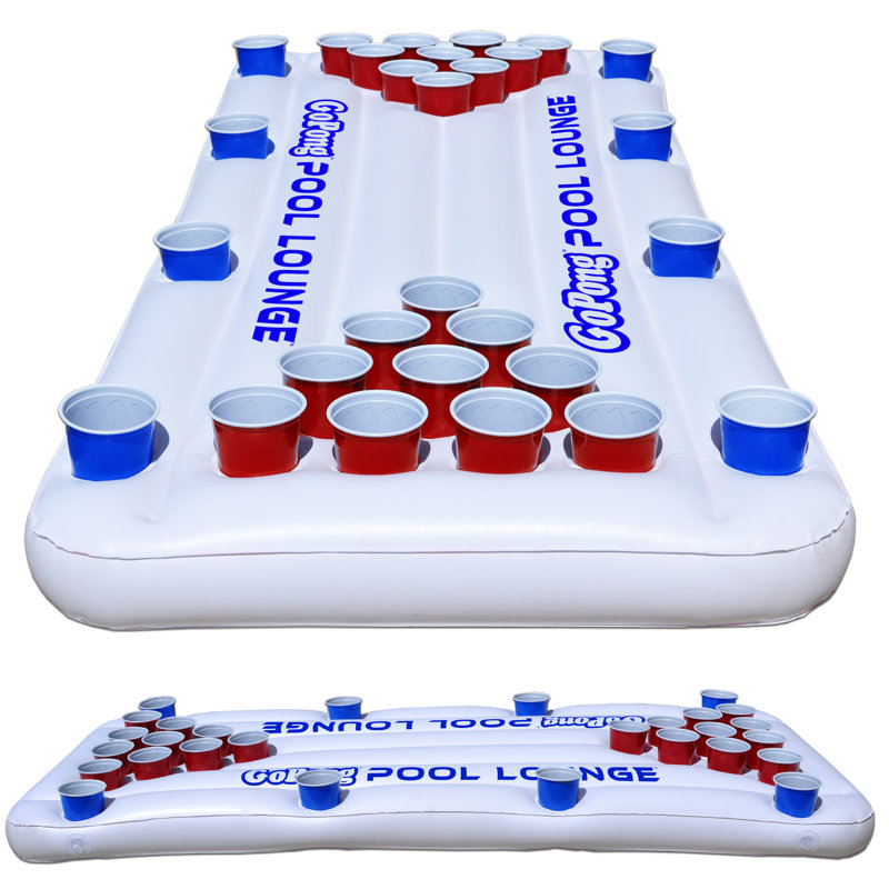 GoPong Pool Lounge Beer Pong Inflatable with Social Floating, White ...
