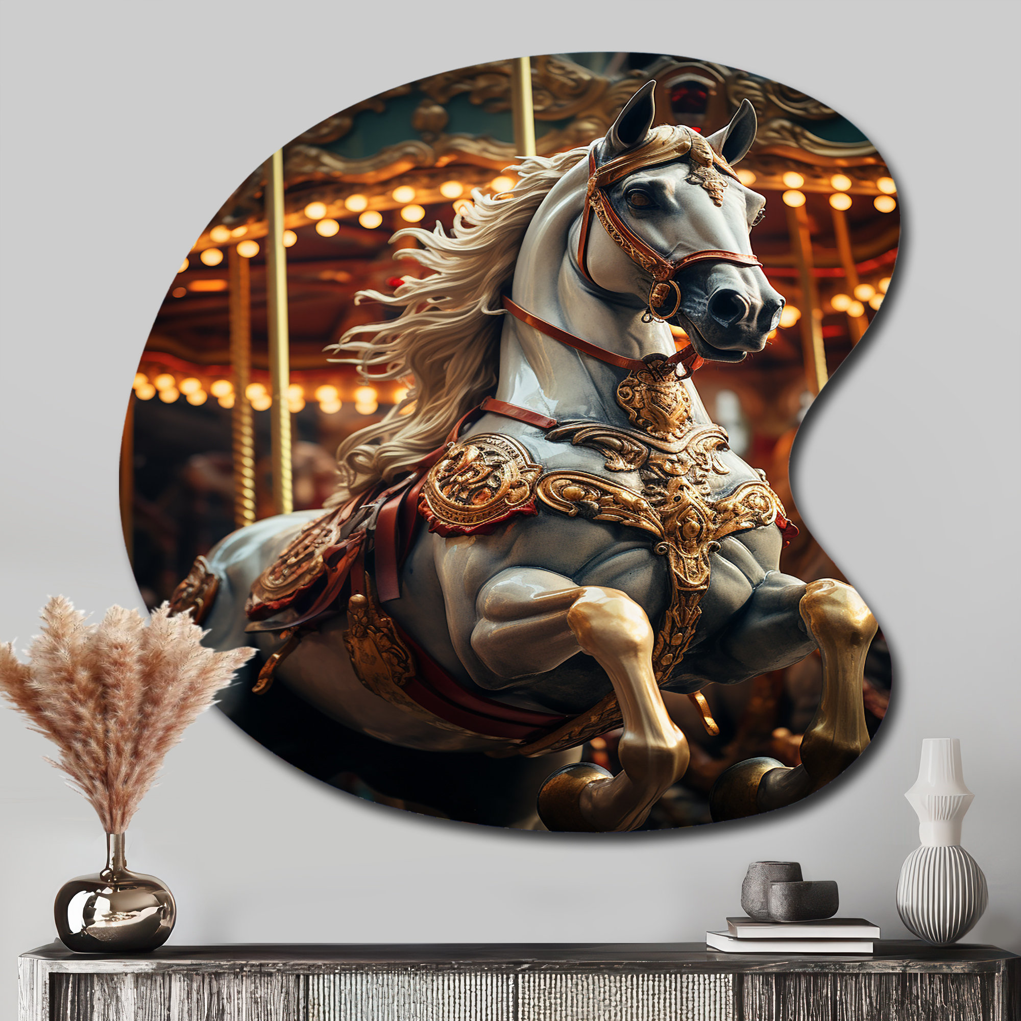 Design Art Carousel - Carousel Drop Shape Irregular Metal Wall Decor ...