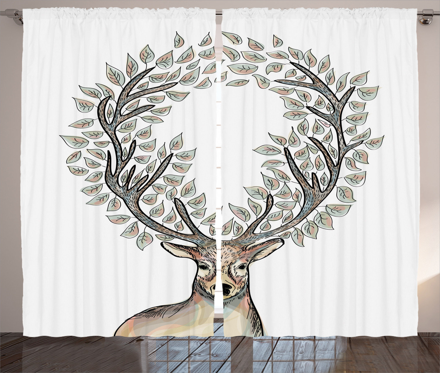 East Urban Home Deer Semi-Sheer Rod Pocket Curtain Panels | Wayfair