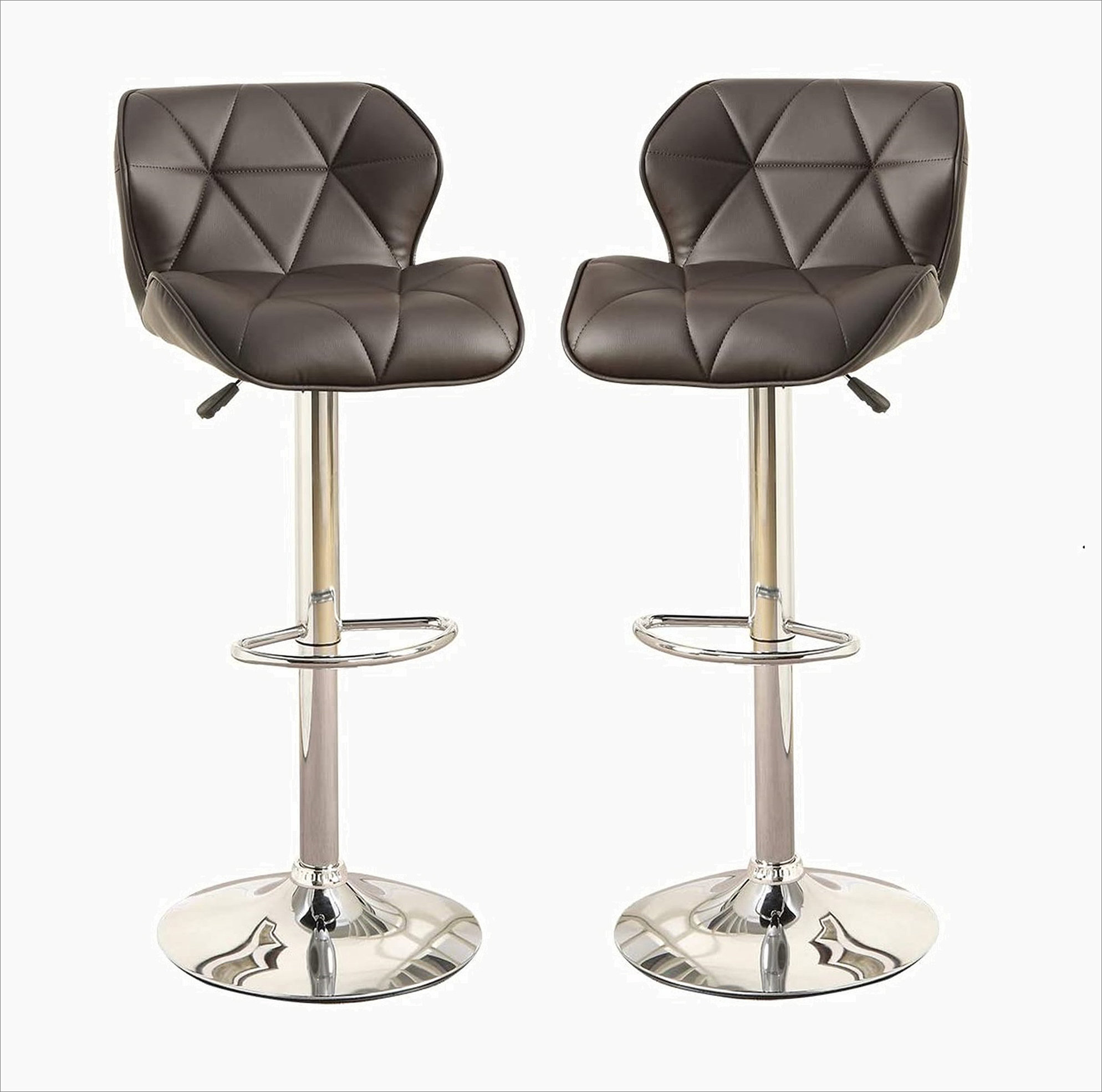 Orren Ellis Modern Kitchen Island Stools, Black Faux Leather ...