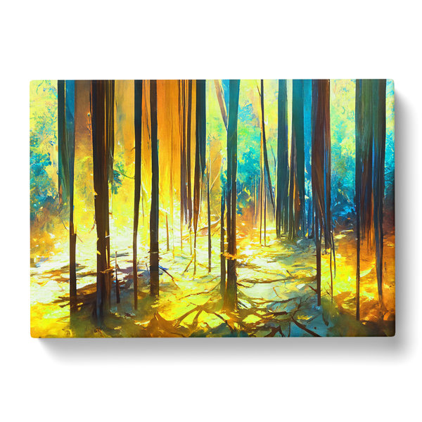 Alpen Home Golden Abstract Forest Vol.2 - Wrapped Canvas Painting ...