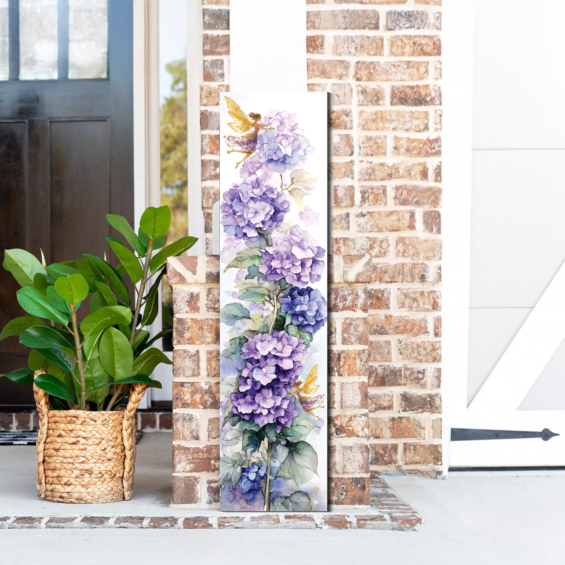 Trinx 36in Spring Fairy Hydrangeas Porch Sign | Wooden Entryway Decor ...