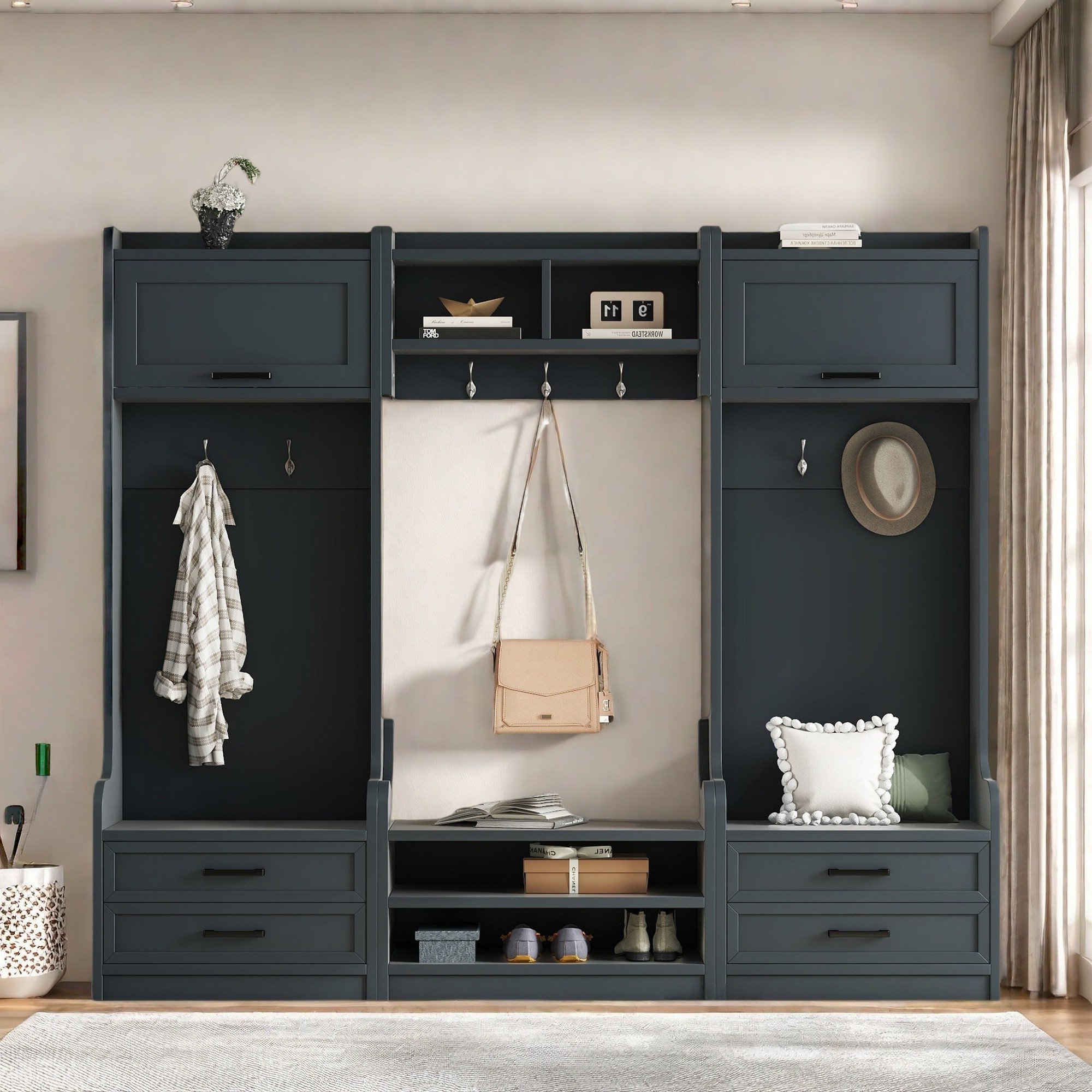 Red Barrel Studio® 4-in-1 Detachable Hall Tree With Coat Rack And 7 ...