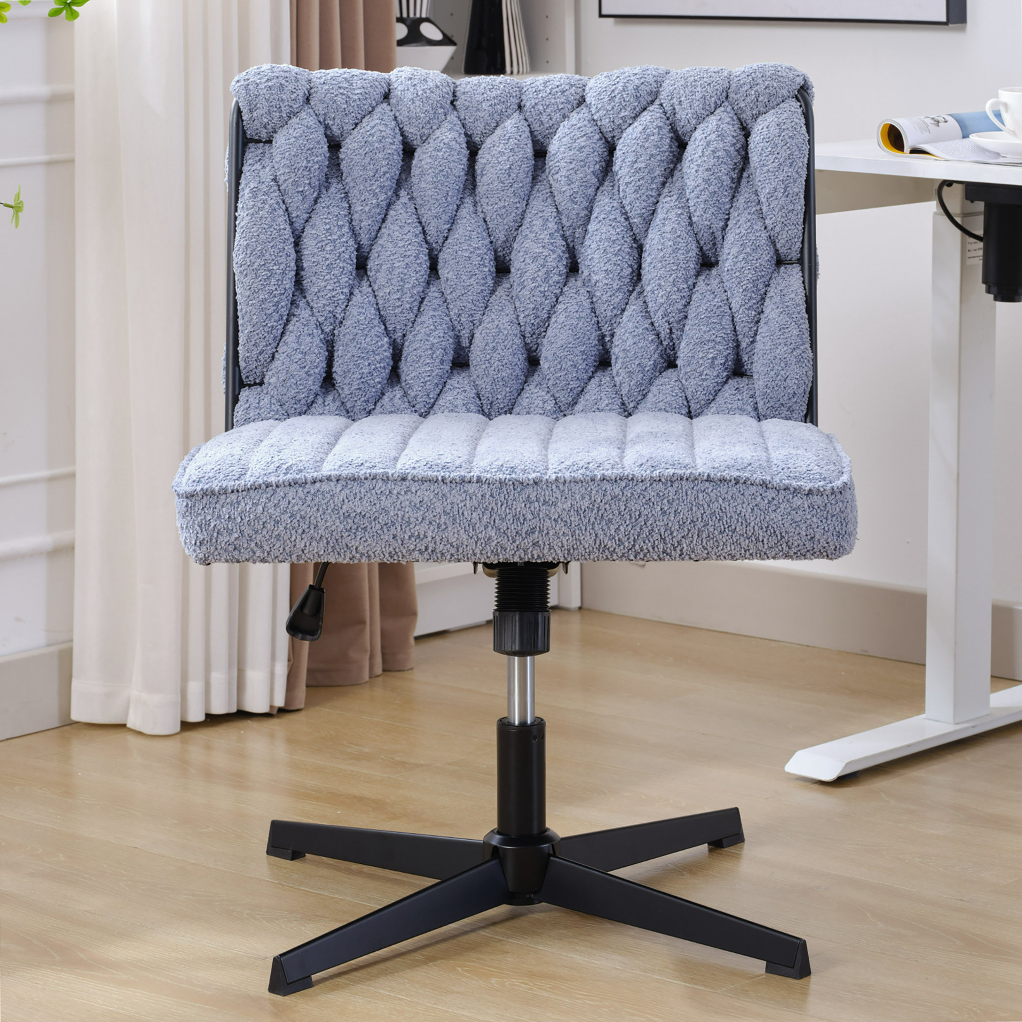 Mercer41 Sleek and Compact Armless Office Desk Chair without Wheels ...