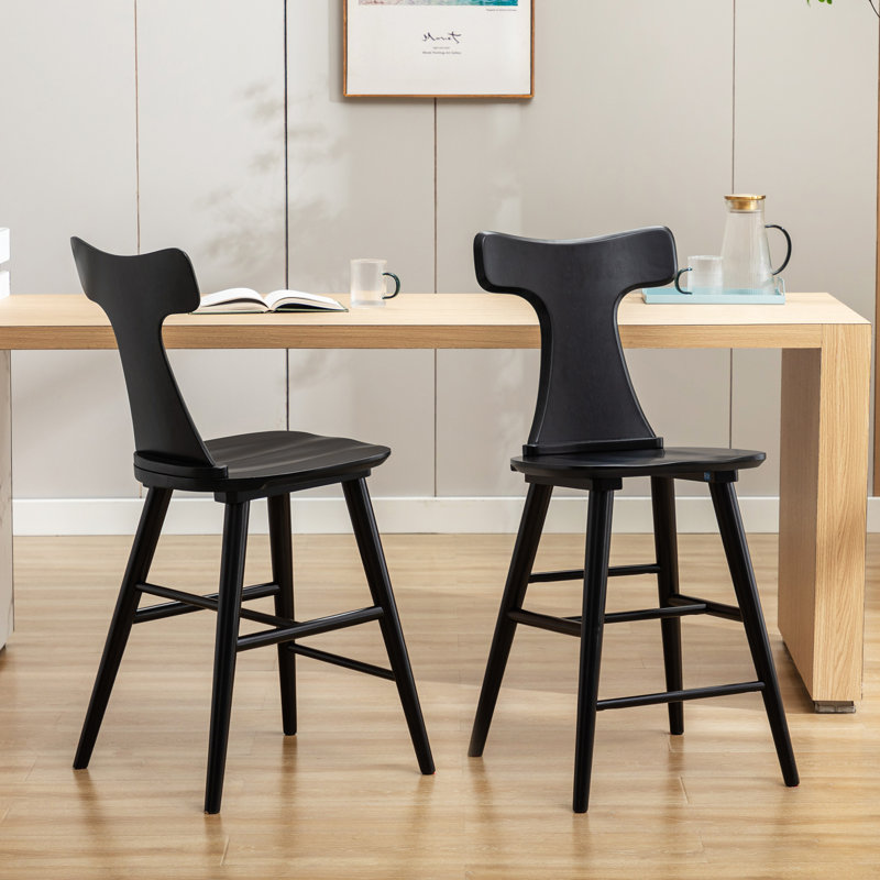 Wade Logan® Bordie Solid Wood 24'' Counter Stool | Wayfair