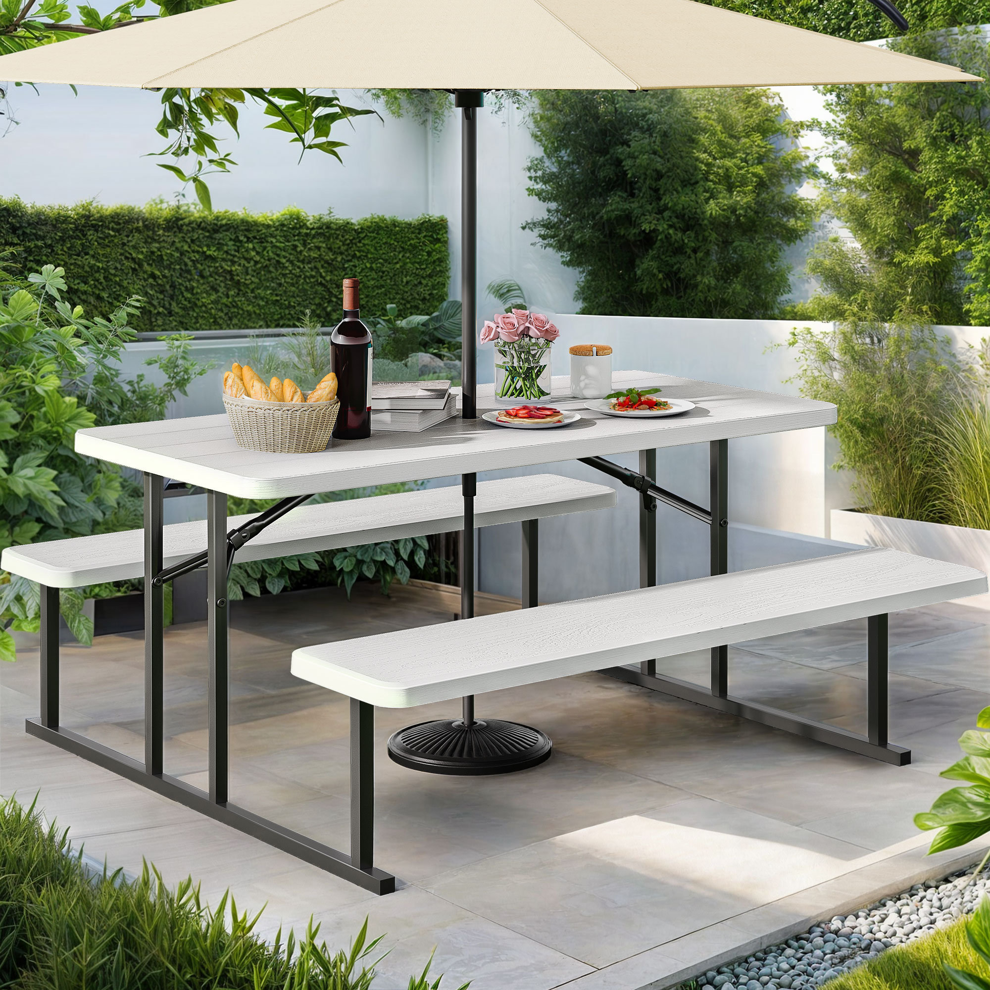 Latitude Run® Monast Rectangular 6 - Person 71'' L Outdoor Picnic Table ...