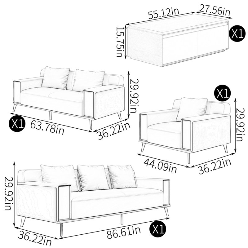 KANGLY High-end light luxury sofa tea table combination | Wayfair