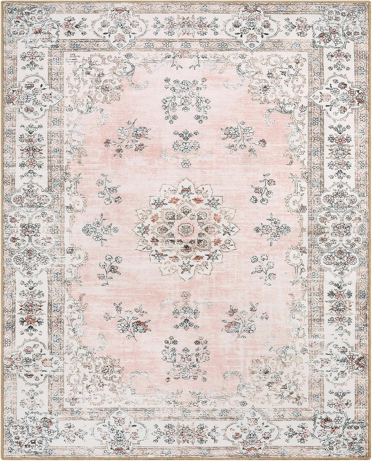 Canora Grey Washable Pink Rug 5X7 Area Rugs,Boho Soft Large Living Room ...