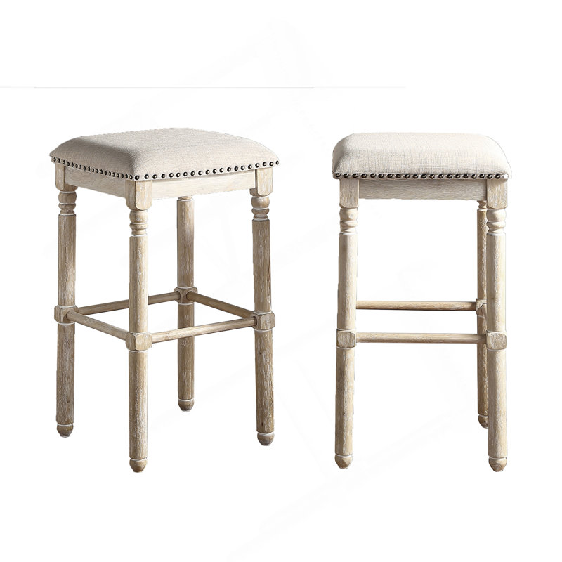 Latitude Run® Arnhem Wood Upholstered Counter Height Stool, Set Of 2 ...