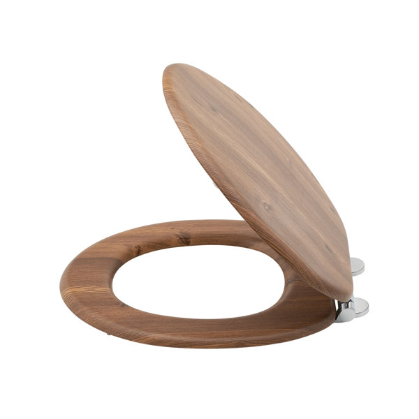 17 Stories Teak Effect Wooden Toilet Seat Slow Close | Wayfair.co.uk