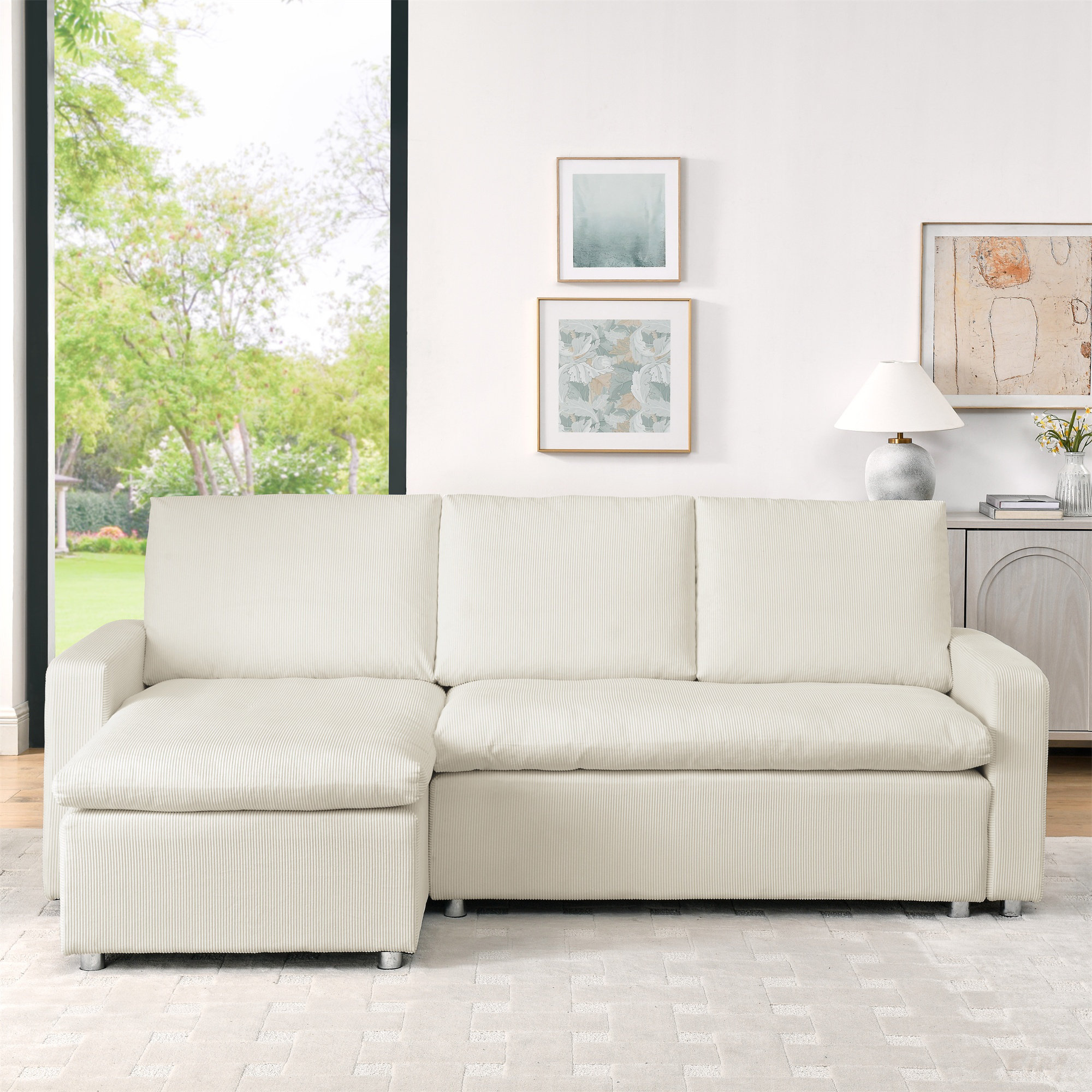 Latitude Run® L Shaped Convertible Sleeper Sofa Bed, 90" Sectional ...