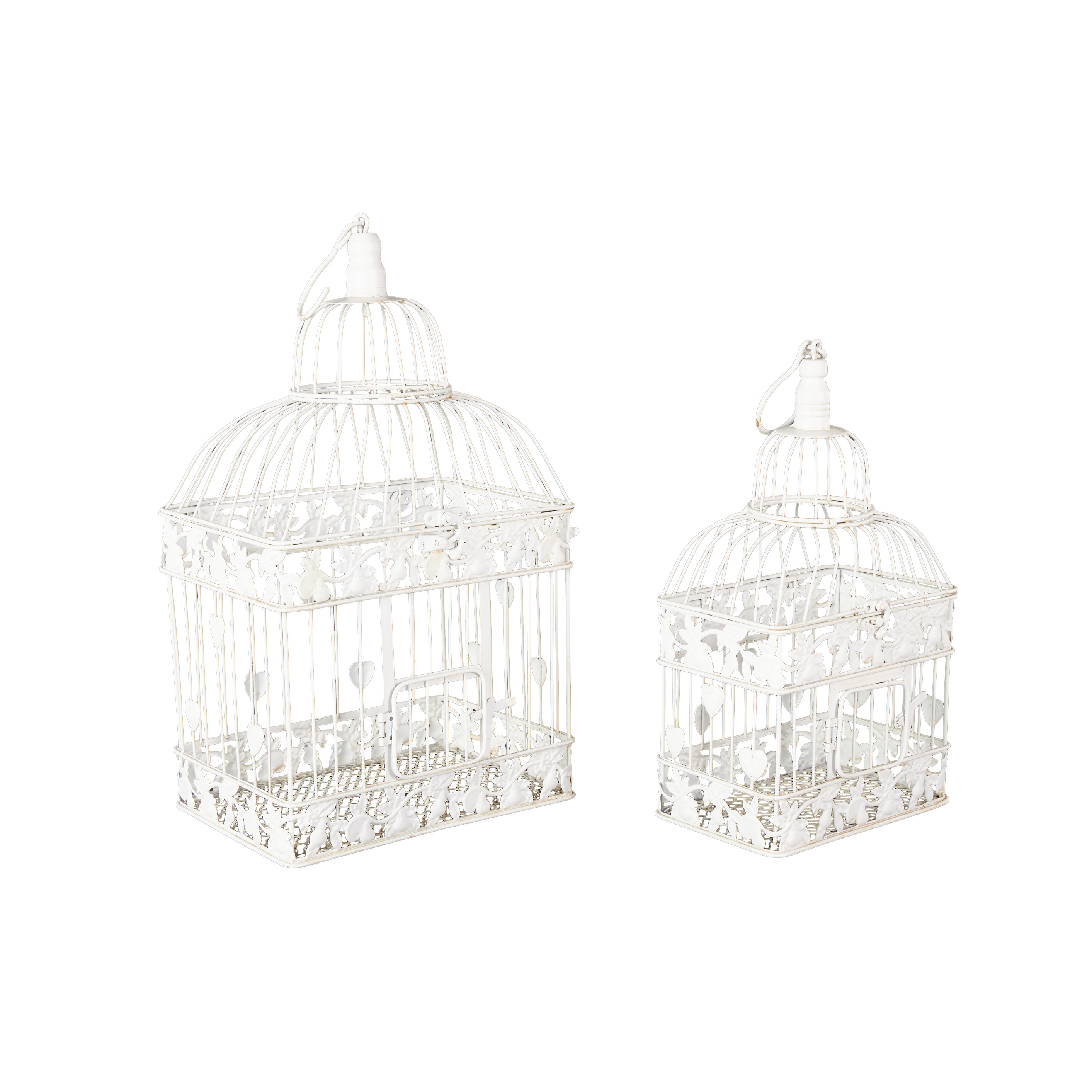 Ophelia & Co. Eby 2 Piece Decorative White Metal Bird Cage Set ...