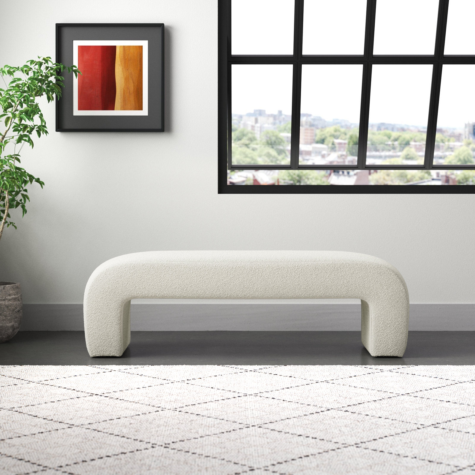 Kelly Clarkson Home Emmie 47''/60'' Boucle Upholstered Waterfall Bench ...