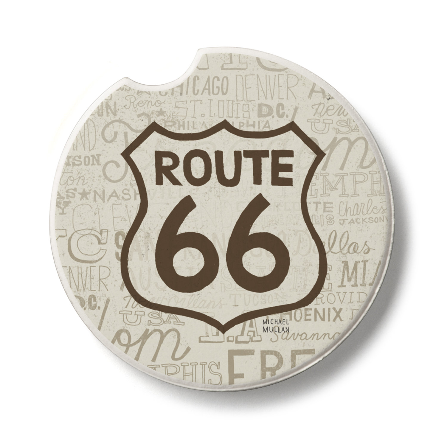 Ophelia & Co. Route 66 Single Round Absorbent Stone Car Coaster ...