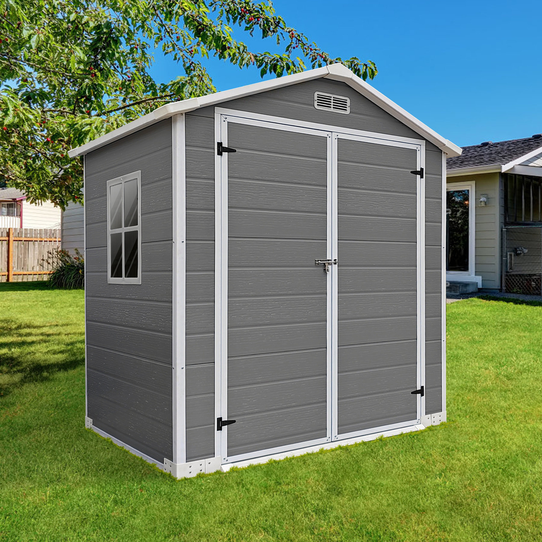 Fu Owner Plastic Outdoor Storage with Floor and Lockable Door Plastic ...