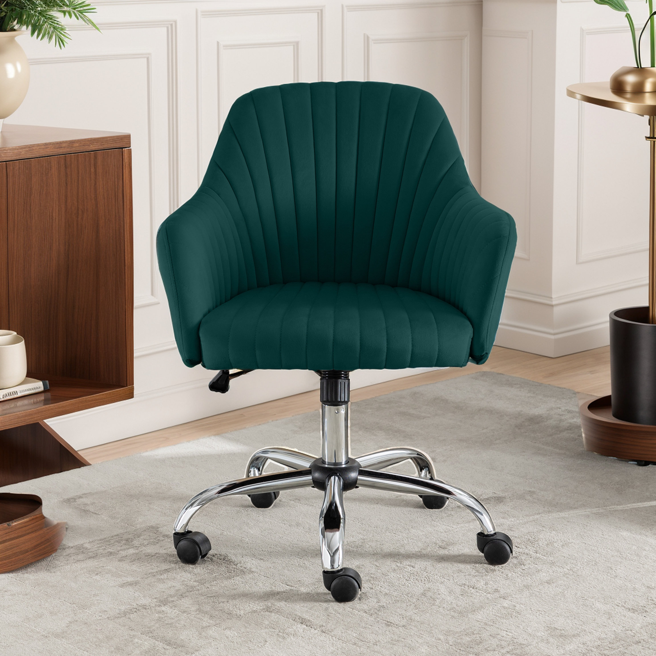 Wrought Studio™ Kyriah Velvet Office Chair | Wayfair