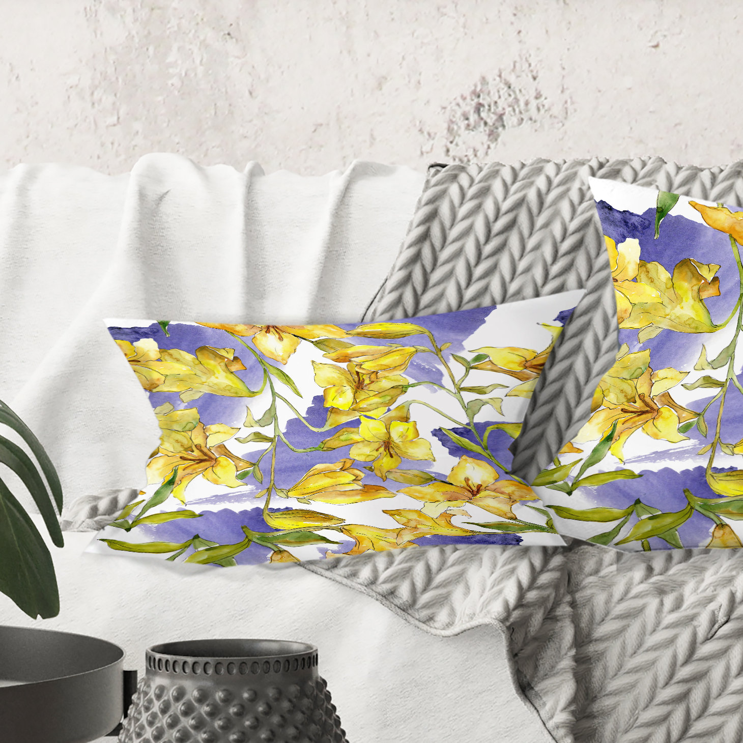 Design Art Retro Handdrawn Poppies V - Mid-Century Modern Printed Throw ...