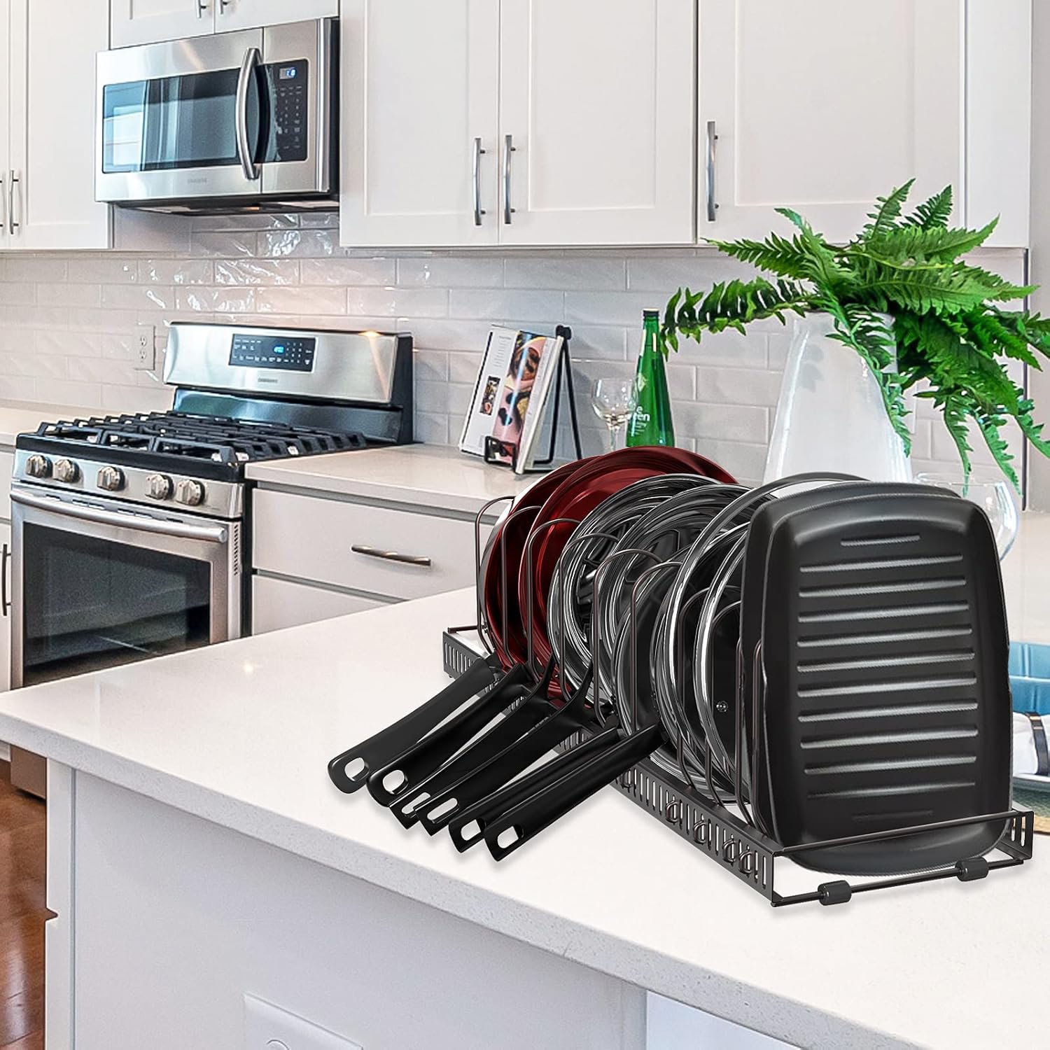 Prep & Savour Expandable Pot And Pan Organizer For Cabinet With 10 ...