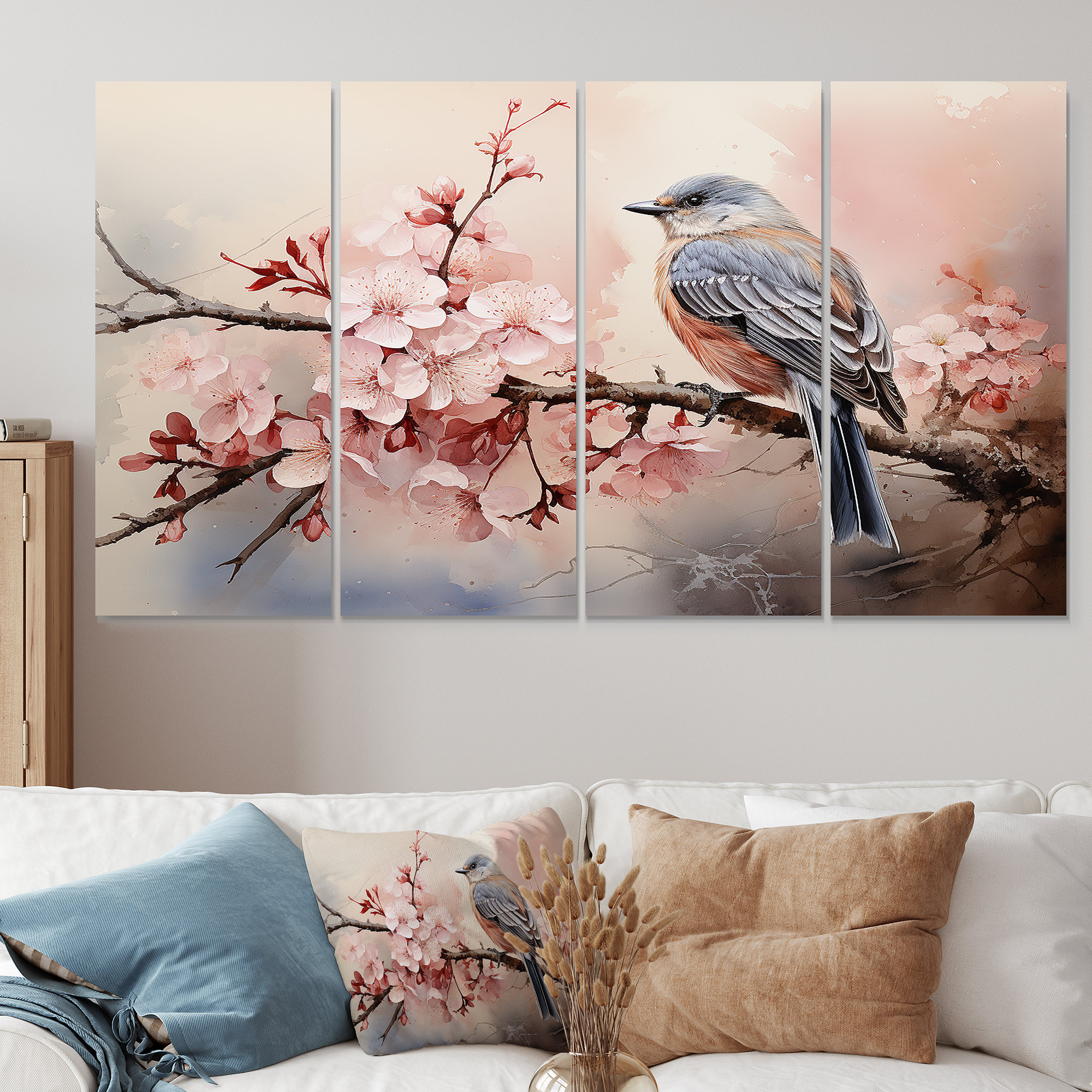 Winston Porter Pink And Blue Birds On Cherry Blossom Tree II - Bird 4 ...