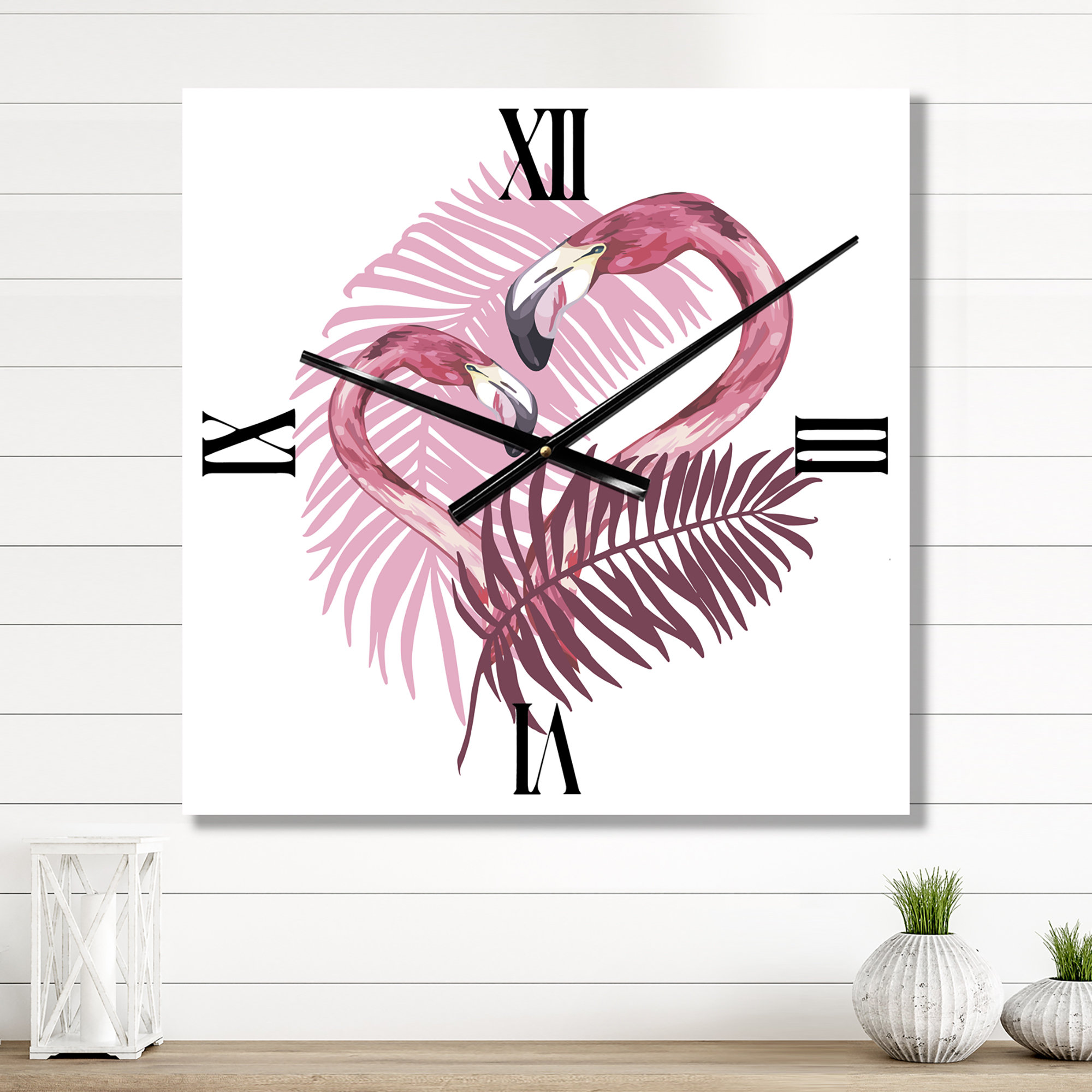 East Urban Home Flamingo in Tropical Summer II - Tropical Wall Clock ...