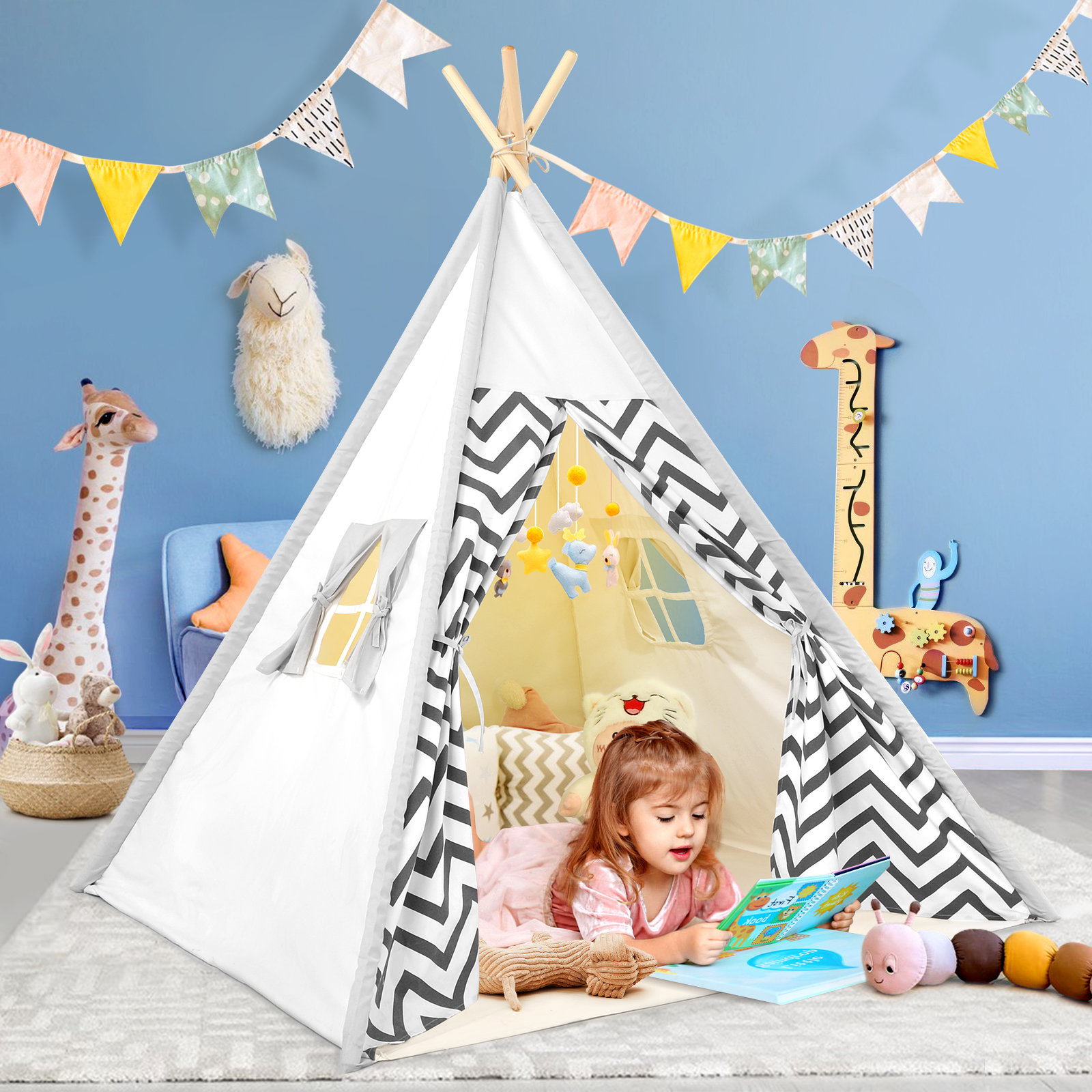 SISTICKER 47" x 47" Indoor/Outdoor Use Polyester Triangular Play Tent ...