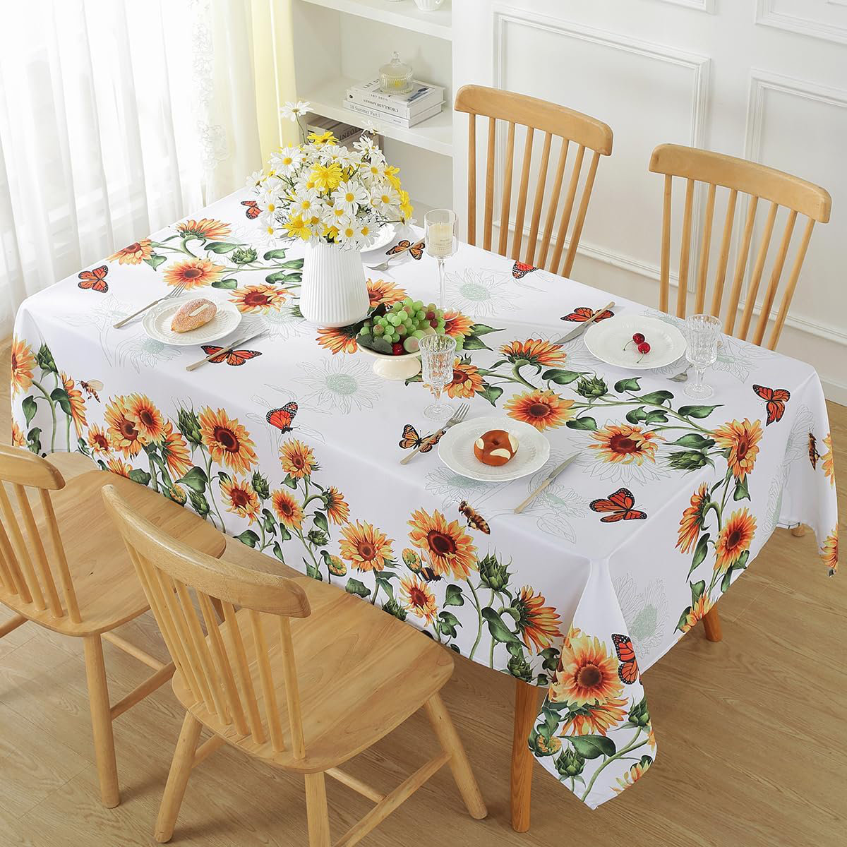 Gracie Oaks Sunflower Print Table Cloths | Wayfair