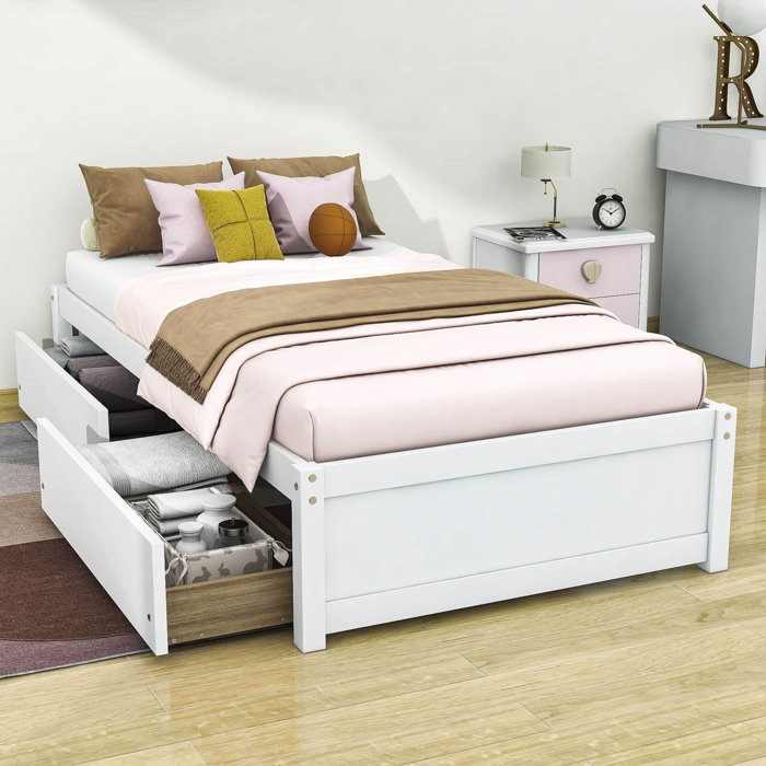 Red Barrel Studio® Twin Storage Platform Bed with Drawers | Wayfair