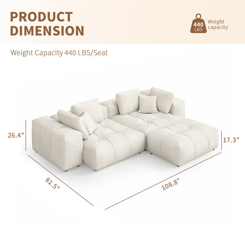 Hokku Designs Modular Sectional Sofa Couch, Oversized Free Combination ...
