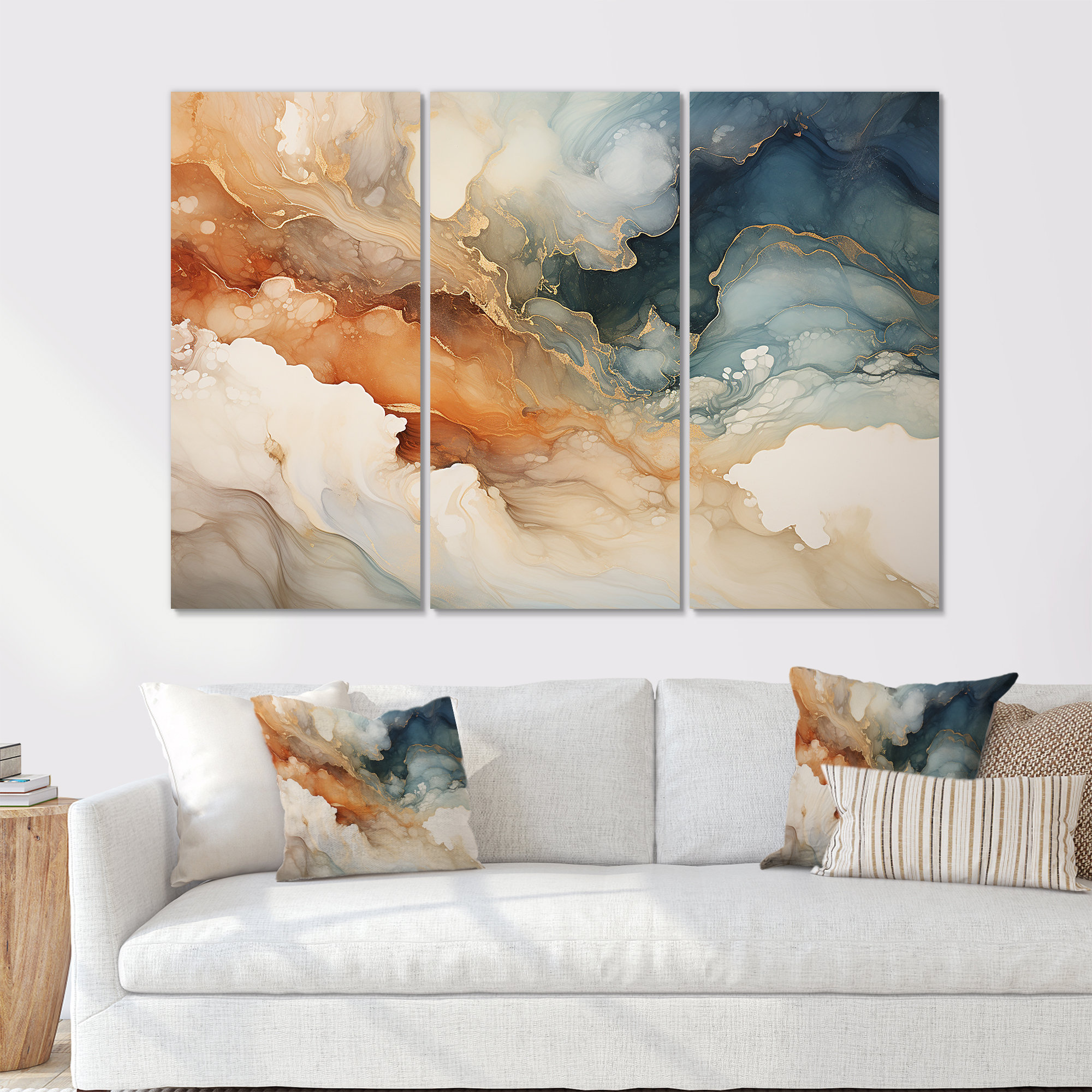 Ivy Bronx Abstract Beige And Gold Geyser Paint V - Abstract Shapes Wall ...