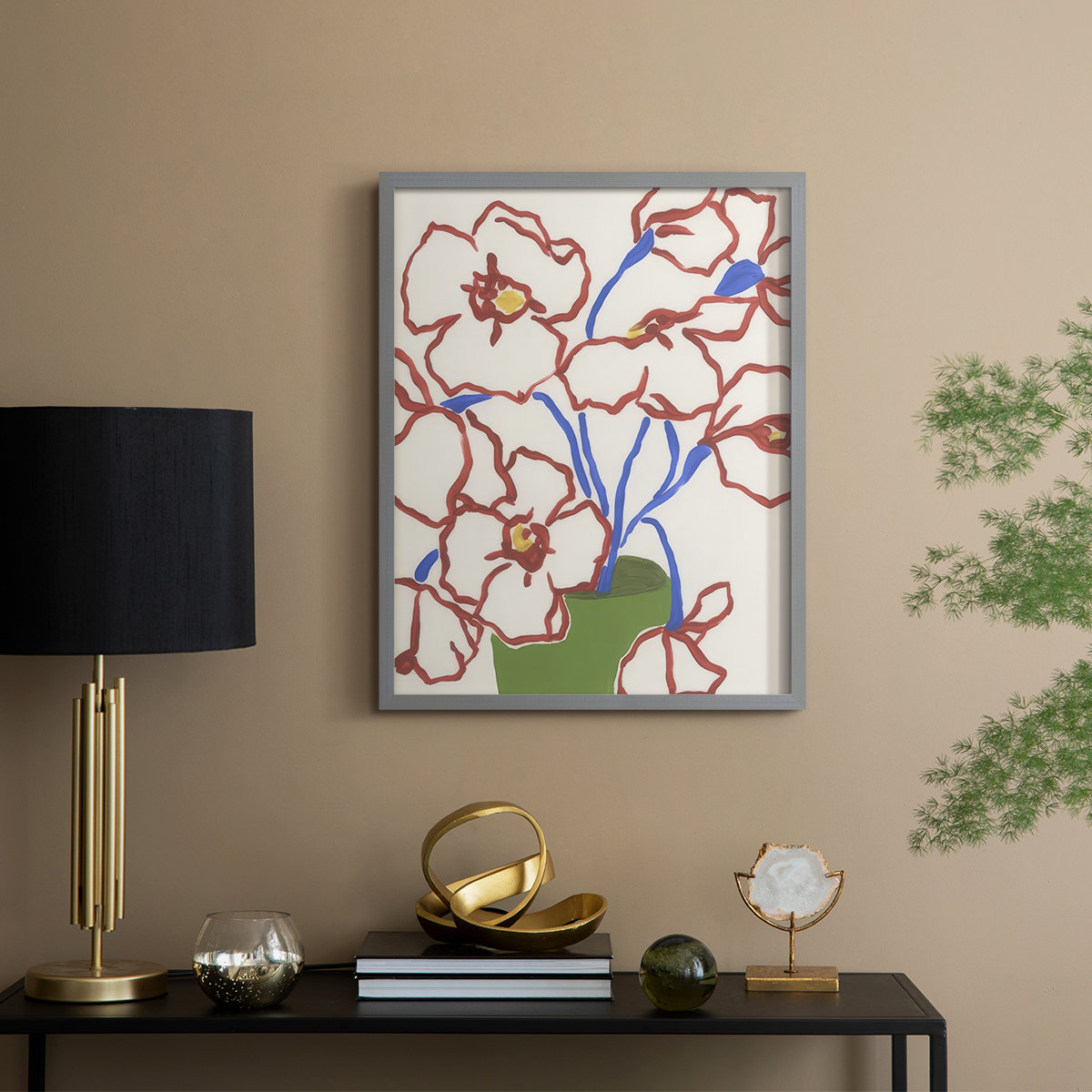 Union Rustic Petal Perimeter II Framed Print - Solid Wood | Wayfair