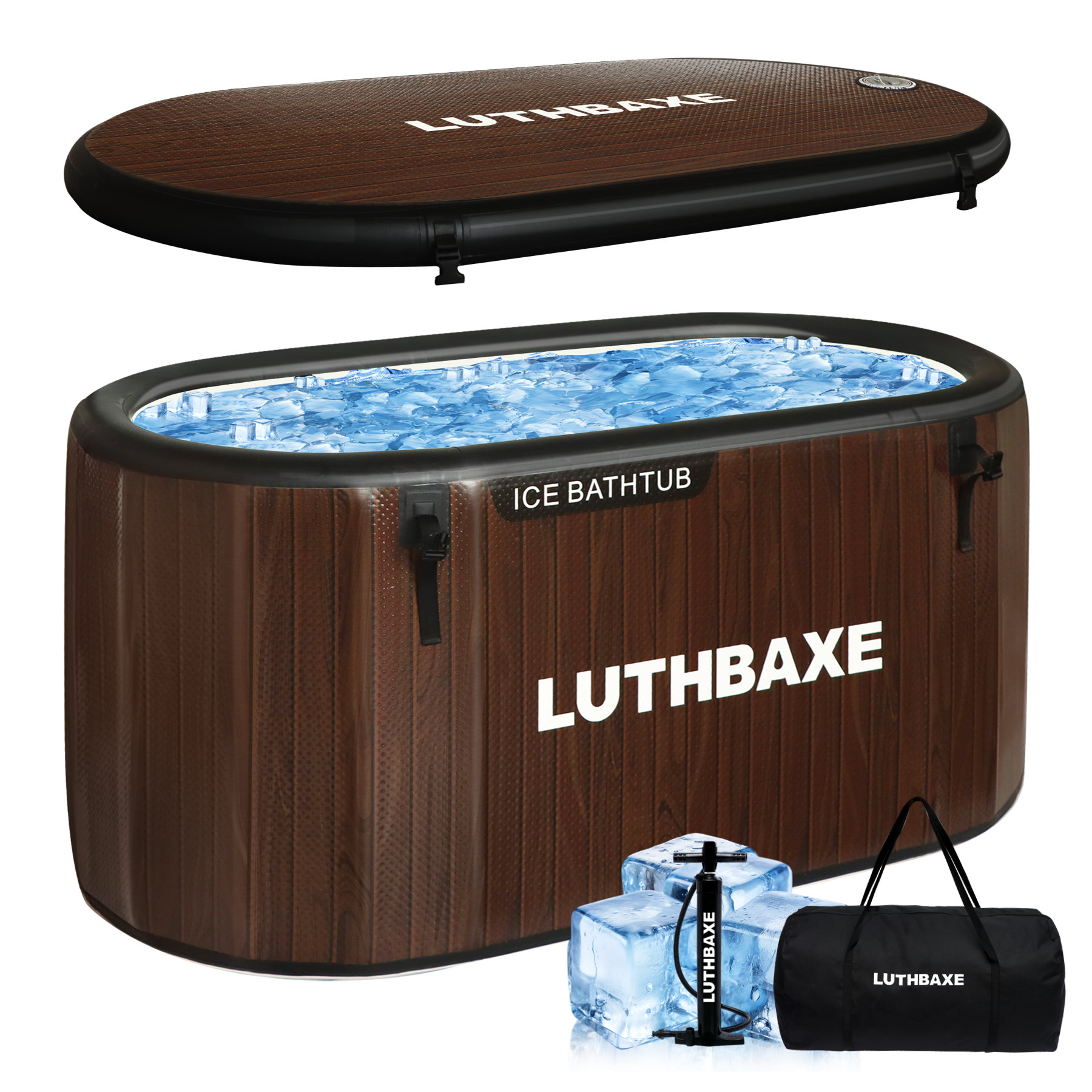 LUTHBAXE Cold Plunge Tub | Upgraded 226 Gallon Inflatable Icebath Tub ...