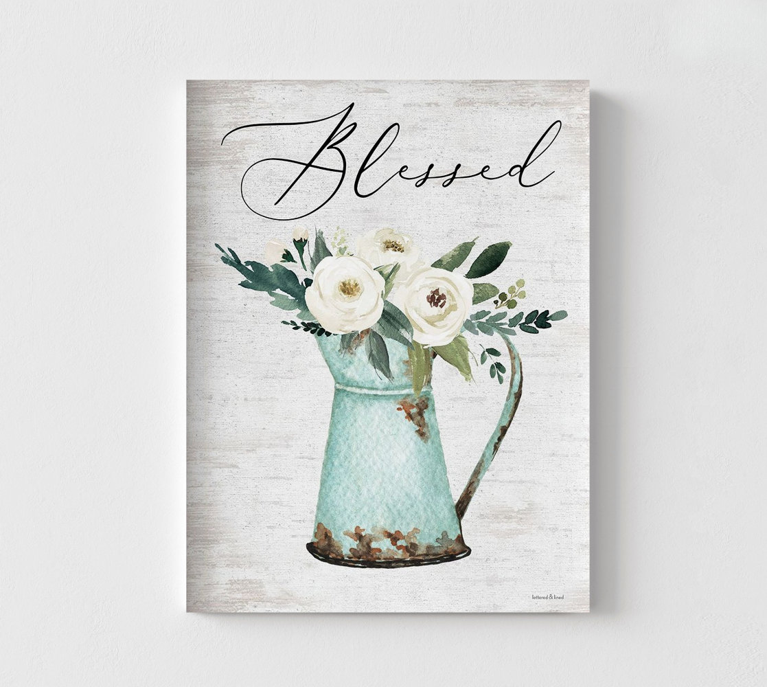 WeFrameArt Blessed, White Flowers Decor, Blessing Gift Idea, Framed ...