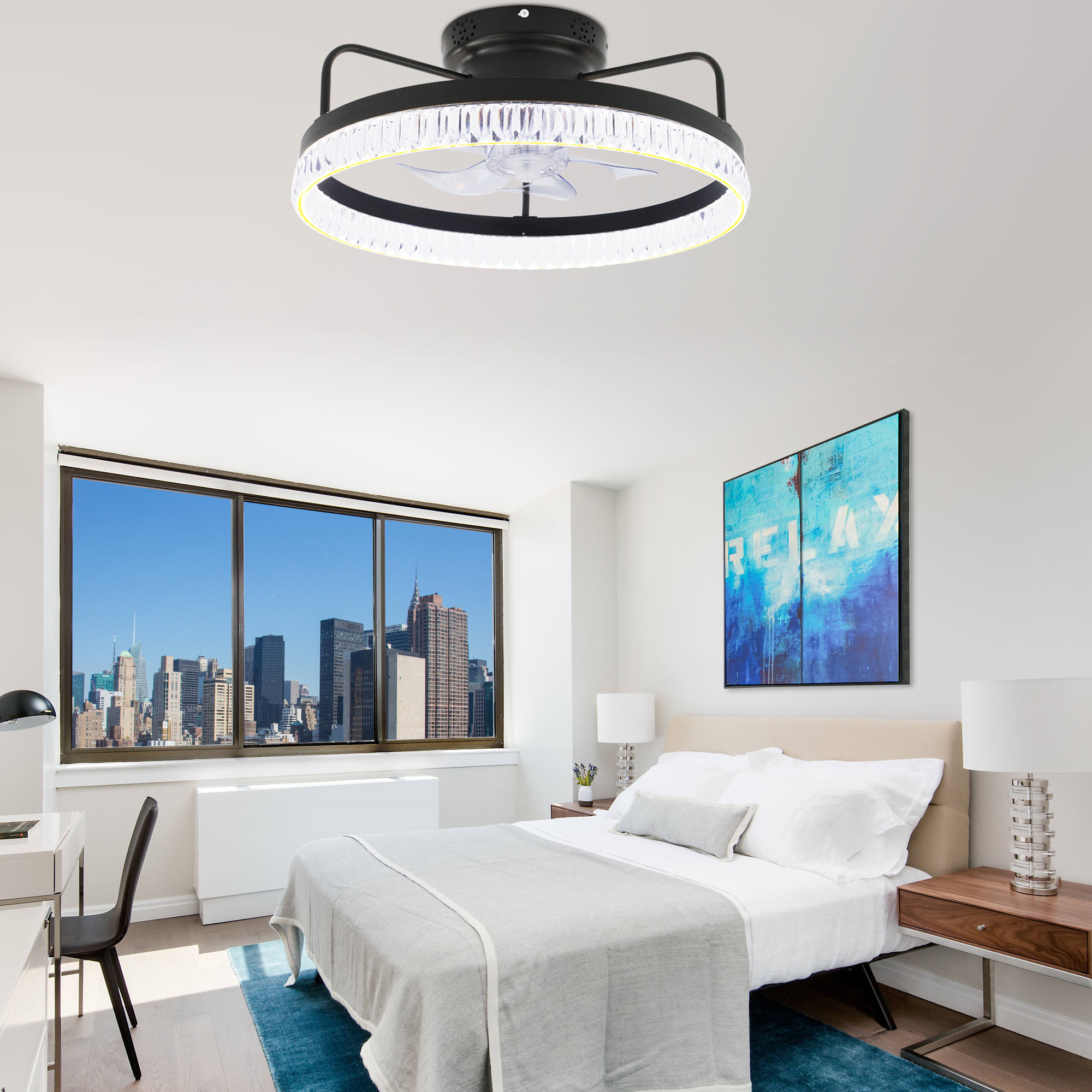 Mercer41 20" Jainab LED Smart Bladeless Ceiling Fan with Remote Control ...