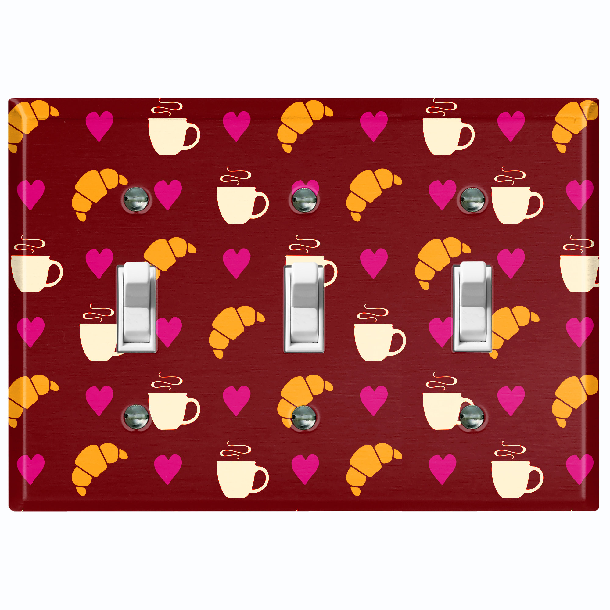 WorldAcc Metal Light Switch Plate Outlet Cover (Coffee Cups Croissant ...
