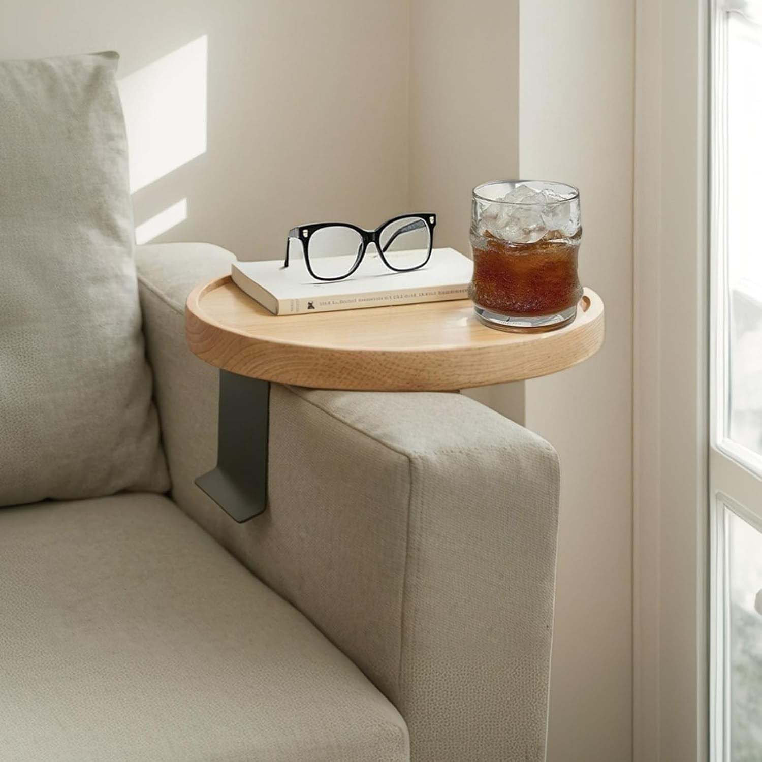 Latitude Run® Wood Couch Arm Table, Adjustable & Removable Sofa Arm ...