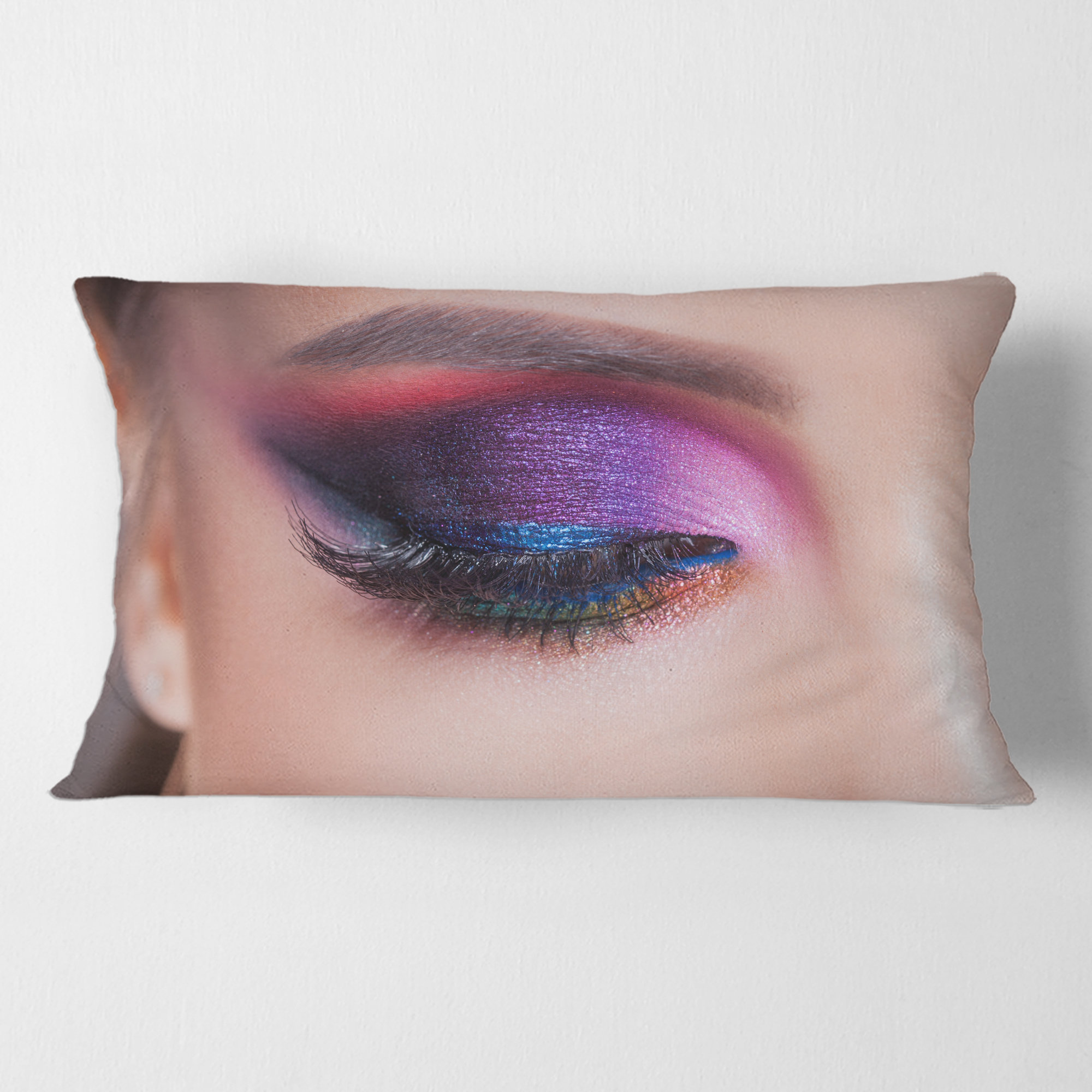 Design Art Bright Eye Makeup in Luxurious Shades Rectangular Pillow ...