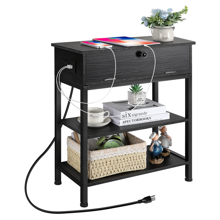 17 Stories Reca Vintage Color Triple Row Side Table with Door & Reviews ...