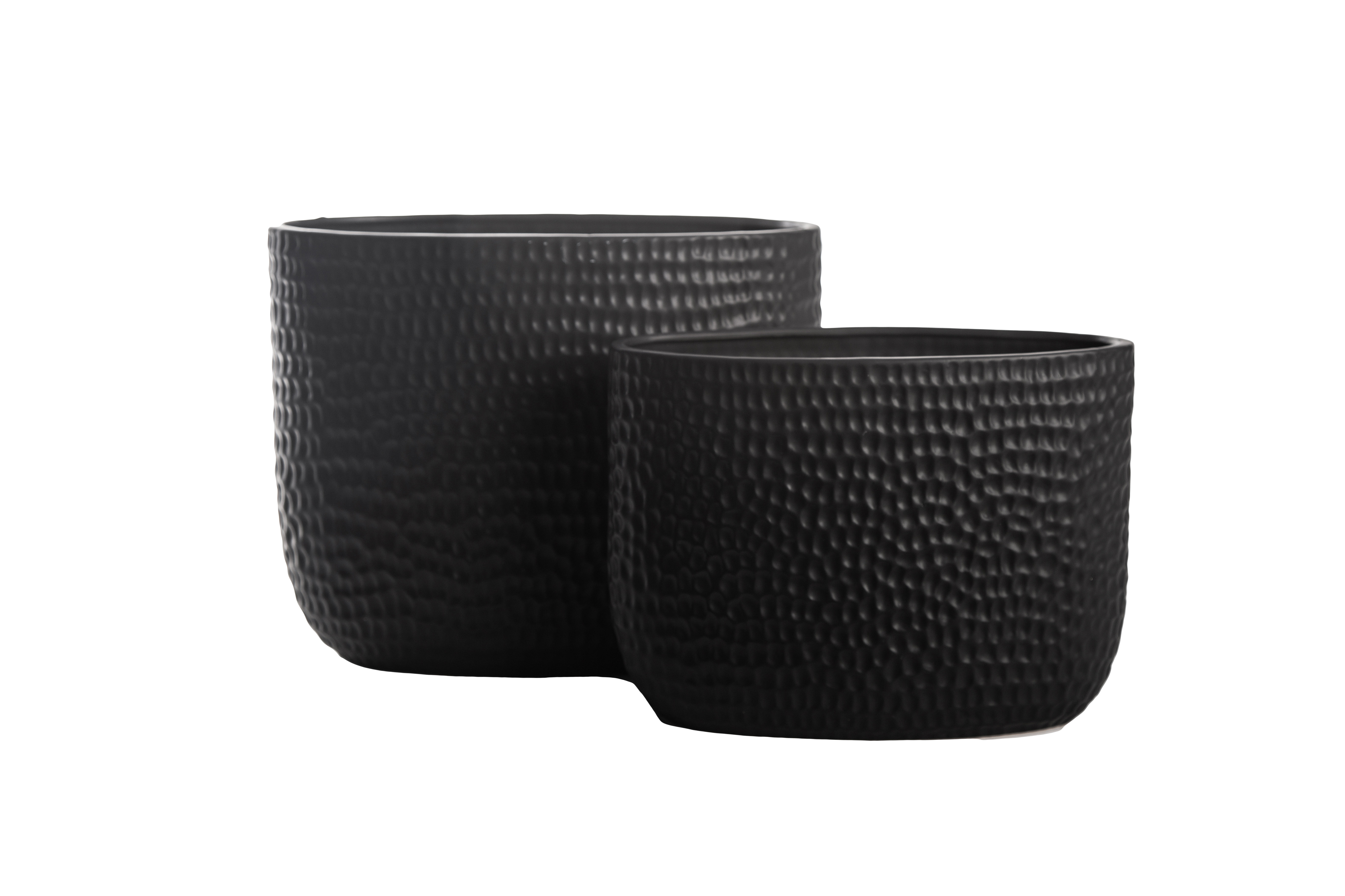George Oliver Ceramic Tall Oval Wide Opening Pot Matte Finish Black ...