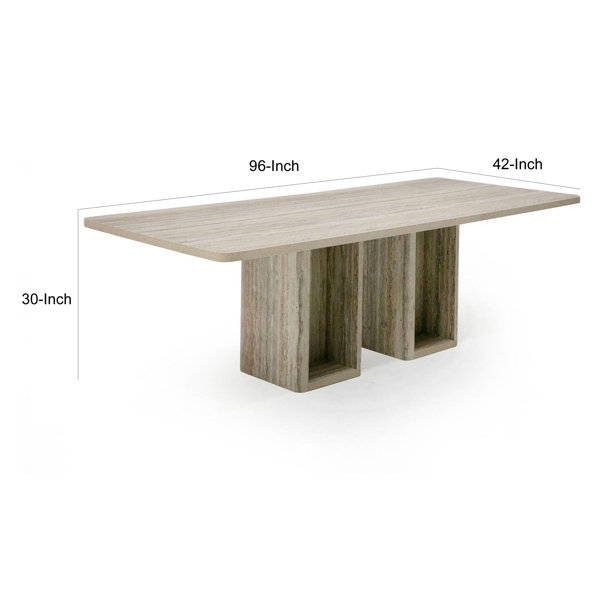 Benjara Noe Mali 96 Inch Dining Table, Rectangular, Double Pedestal ...