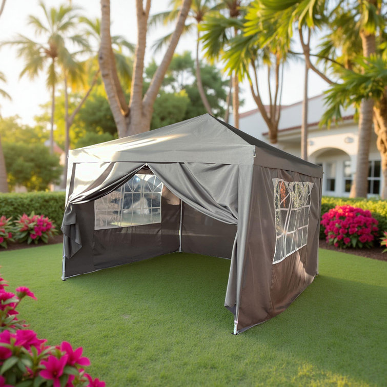 17 Stories 3m Grey Gazebo with Sides Windows Zip Up Marquee Outdoor ...