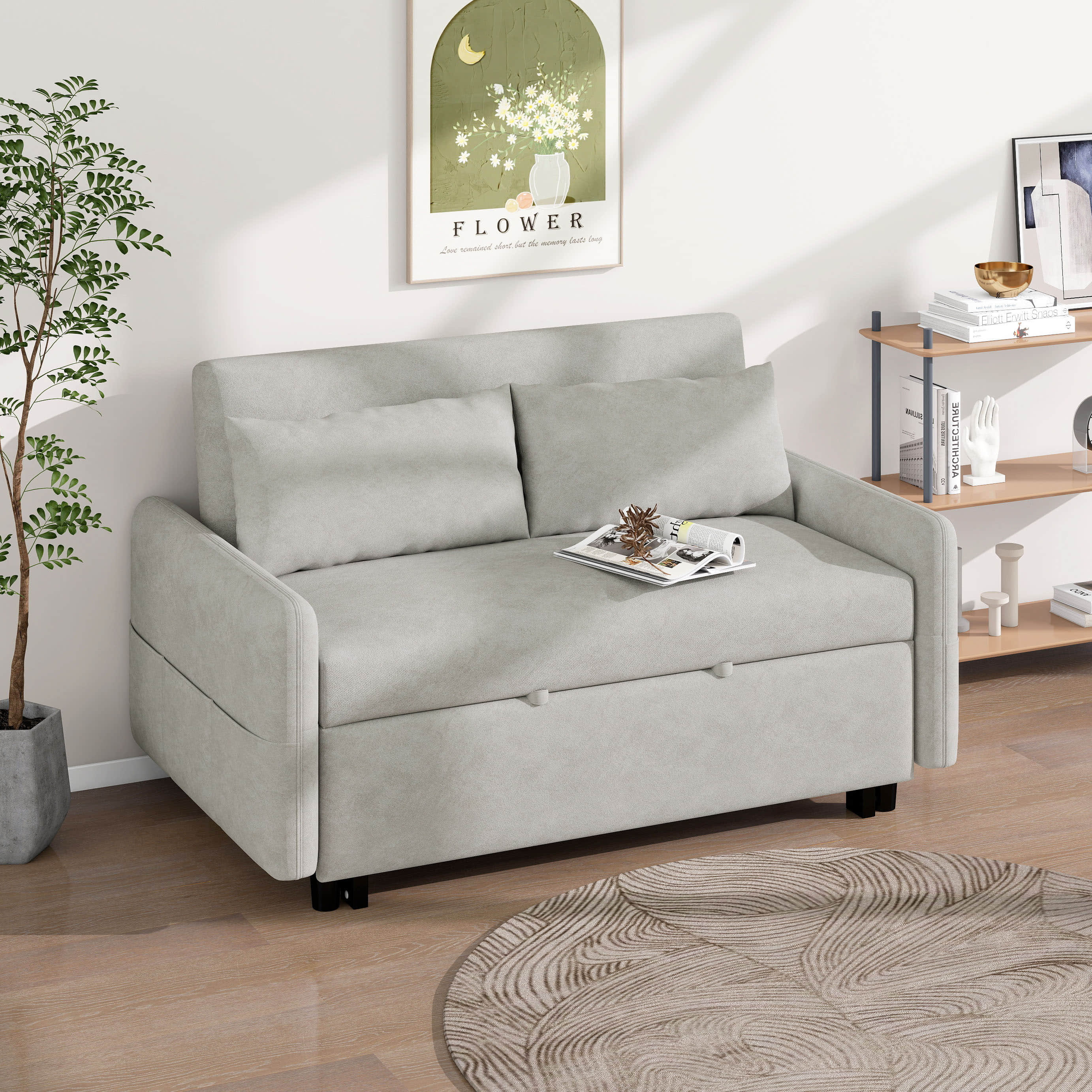 Latitude Run® 55.1" Pull Out Sleep Sofa Bed Loveseats Sofa Couch With ...
