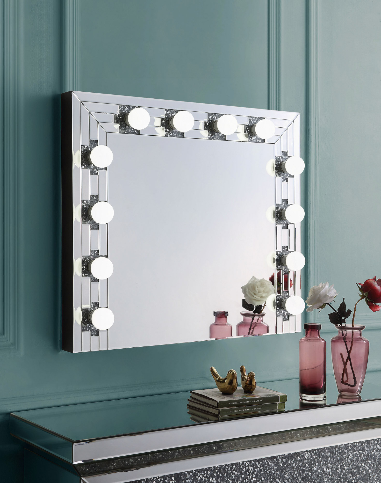Latitude Run® Mirrored & Faux Diamonds Accent Mirror (Assembled) | Wayfair