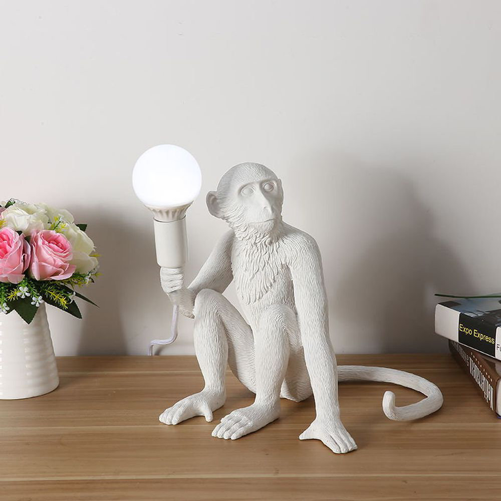 Casa Interior Space Maro Sitting Monkey Lamp - White | Wayfair