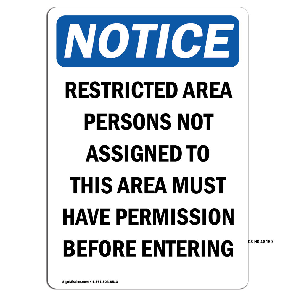 SignMission Restricted Area Permission Required Sign | Wayfair