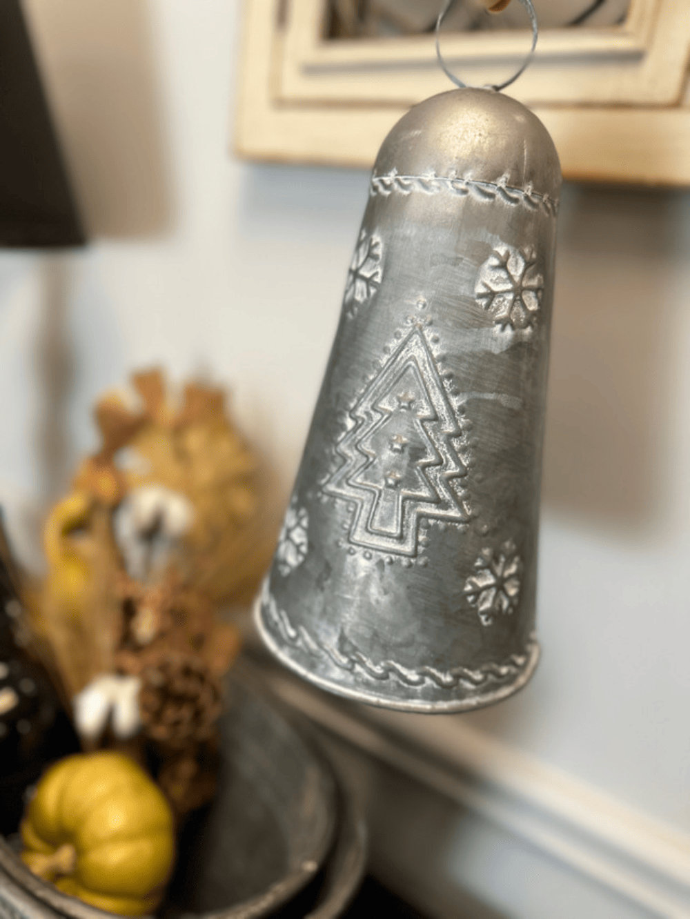The Holiday Aisle® Metal Bell With Snow Tree Print | Wayfair