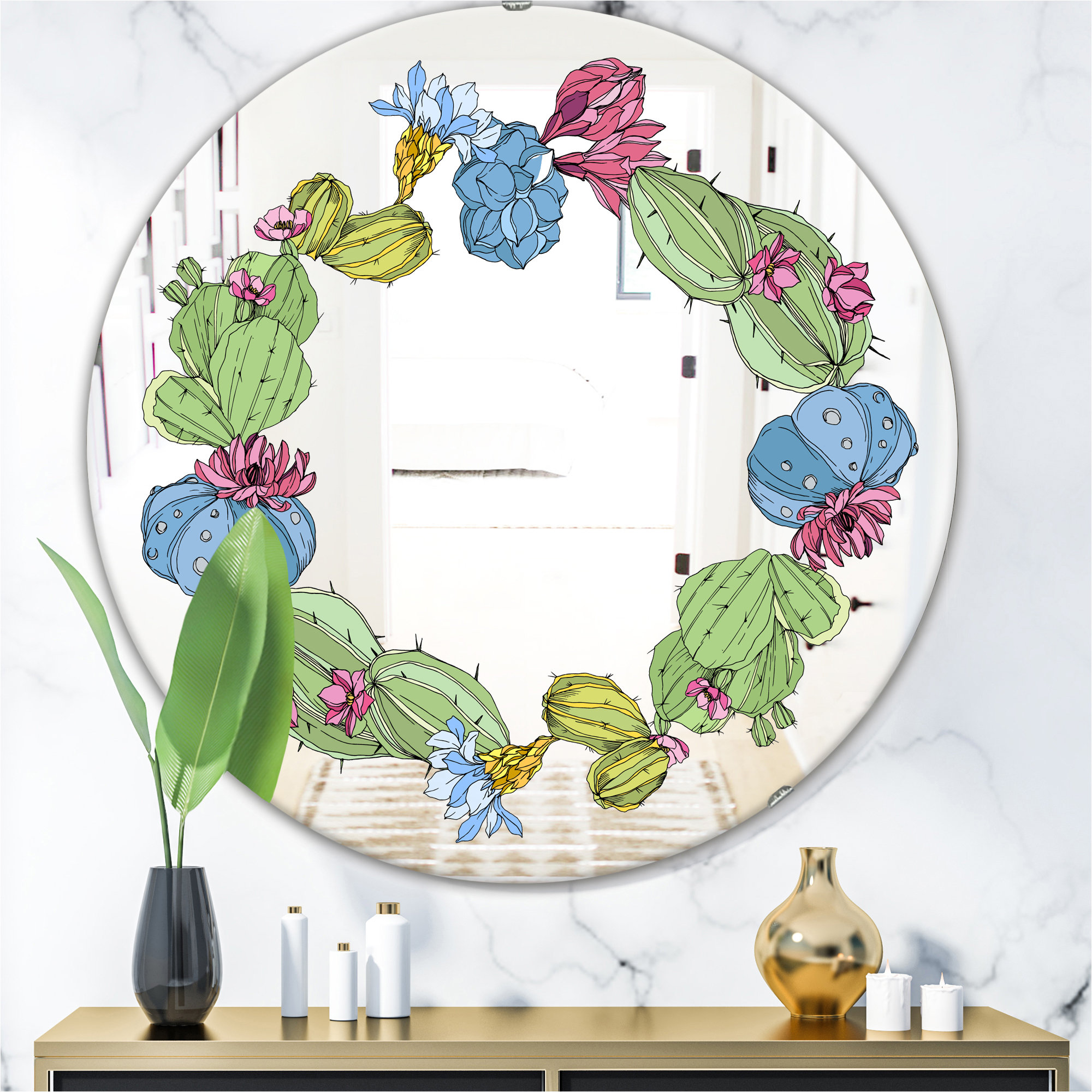East Urban Home Cactus 1 Farmhouse Wall Mirror | Wayfair