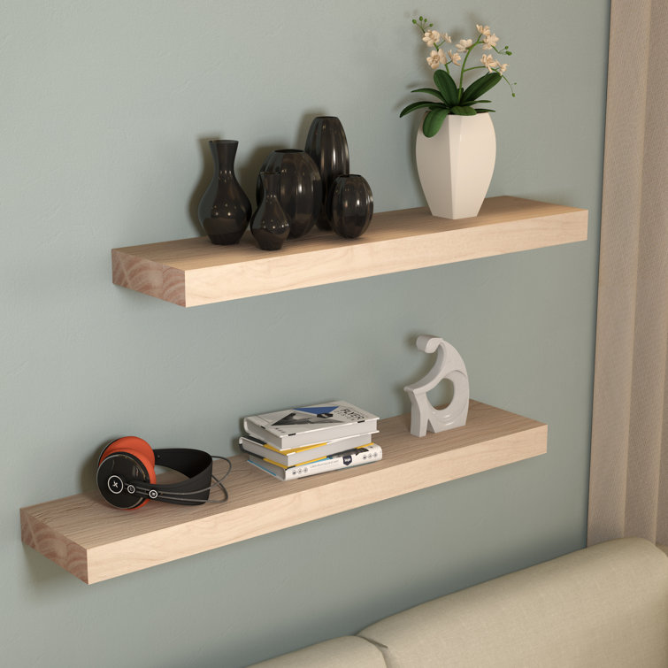 Debracat 2 Piece Solid Wood Floating Shelf & Reviews | Wayfair