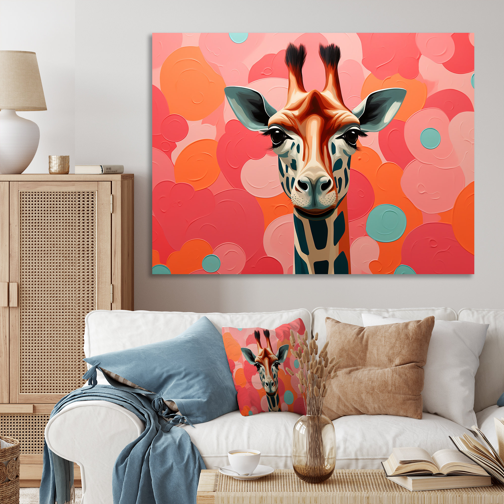Bungalow Rose Pink And Orange Giraffe Portrait - Giraffe Animal Wall ...